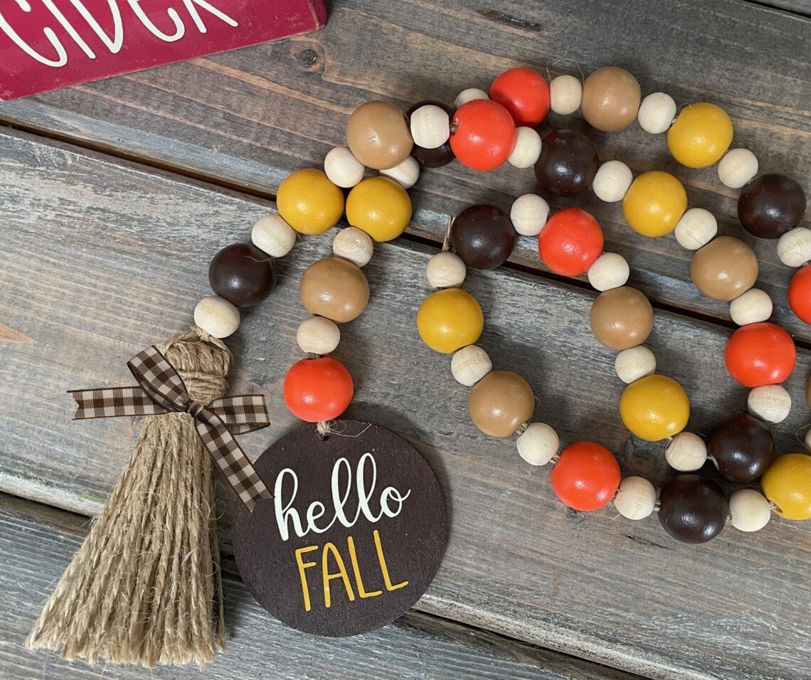 Hello Fall Bead Garland, Fall Tiered Tray Decor, Fall Farmhouse Decor ...