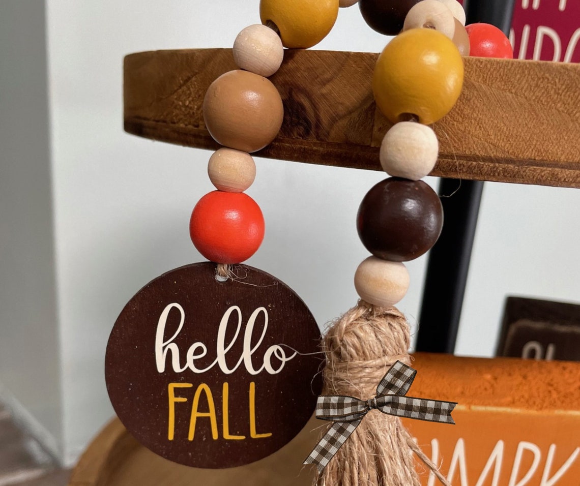 Hello Fall Bead Garland, Fall Tiered Tray Decor, Fall Farmhouse Decor ...
