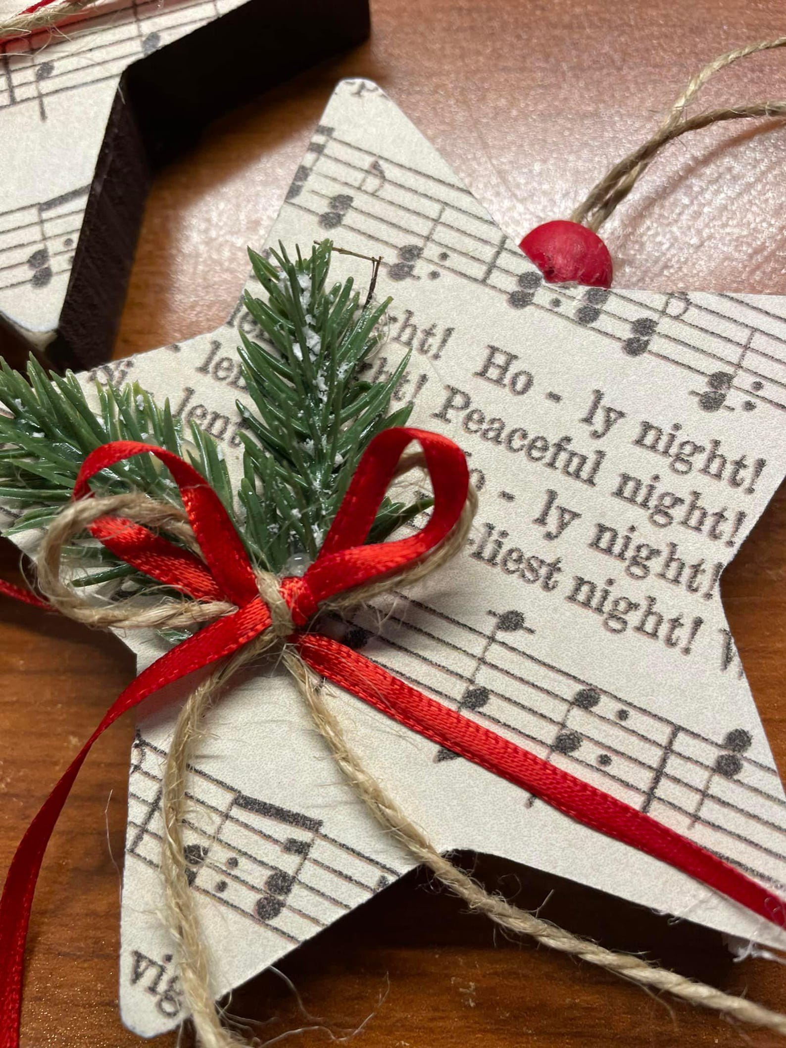Sheet Music Christmas Wood Star Ornaments, Sheet Music Ornaments ...