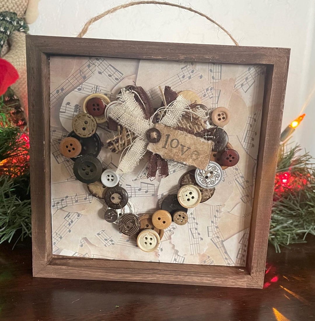 Valentine Button Art Plaque, Button Art, Rustic Valentine Decor ...