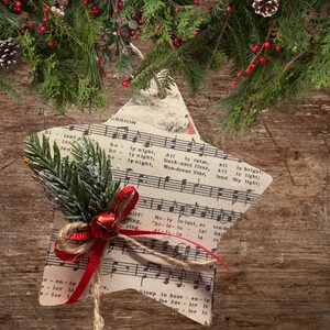Set of 3 Sheet Music Christmas Star Ornaments, Sheet Music Ornaments ...