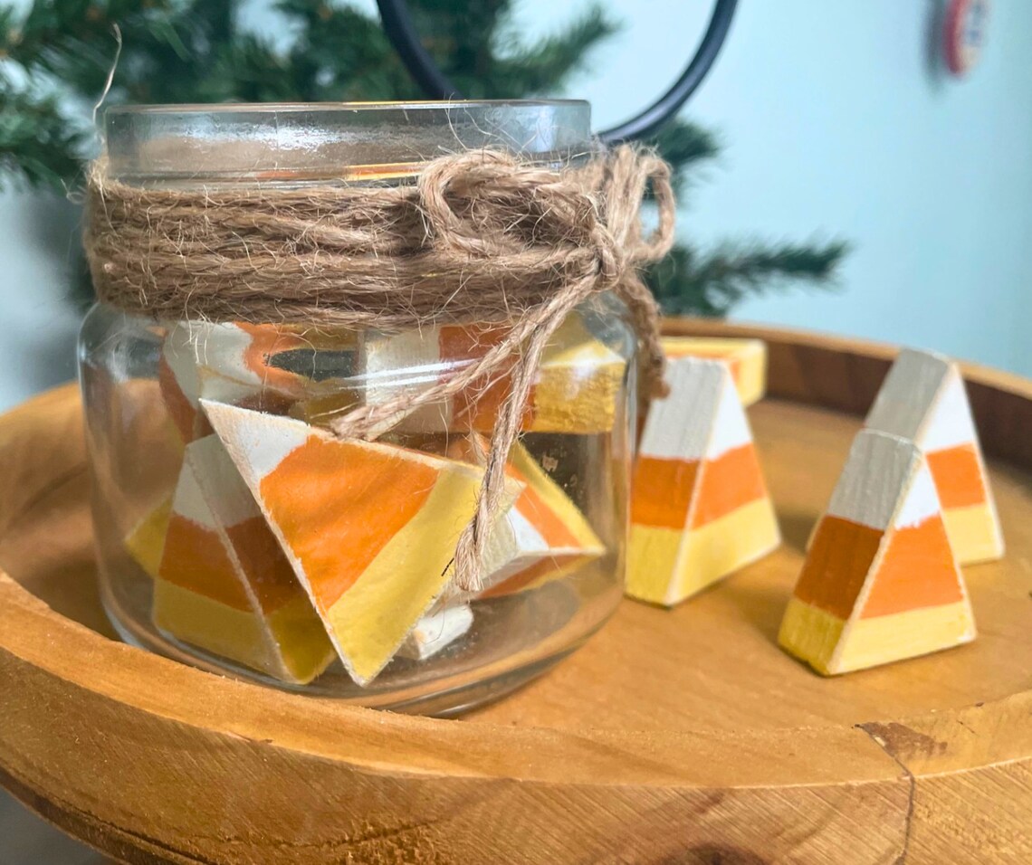 Mini Wood Candy Corn, Fall Tiered Tray Decor, Fall Shelf Sitter, Candy ...