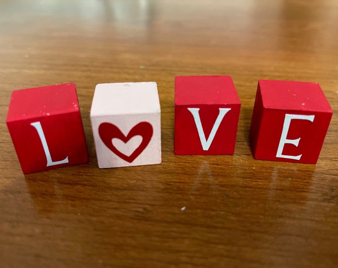 Miniature Valentine Blocks, LOVE Blocks, Miniature Tiered Tray Decor ...