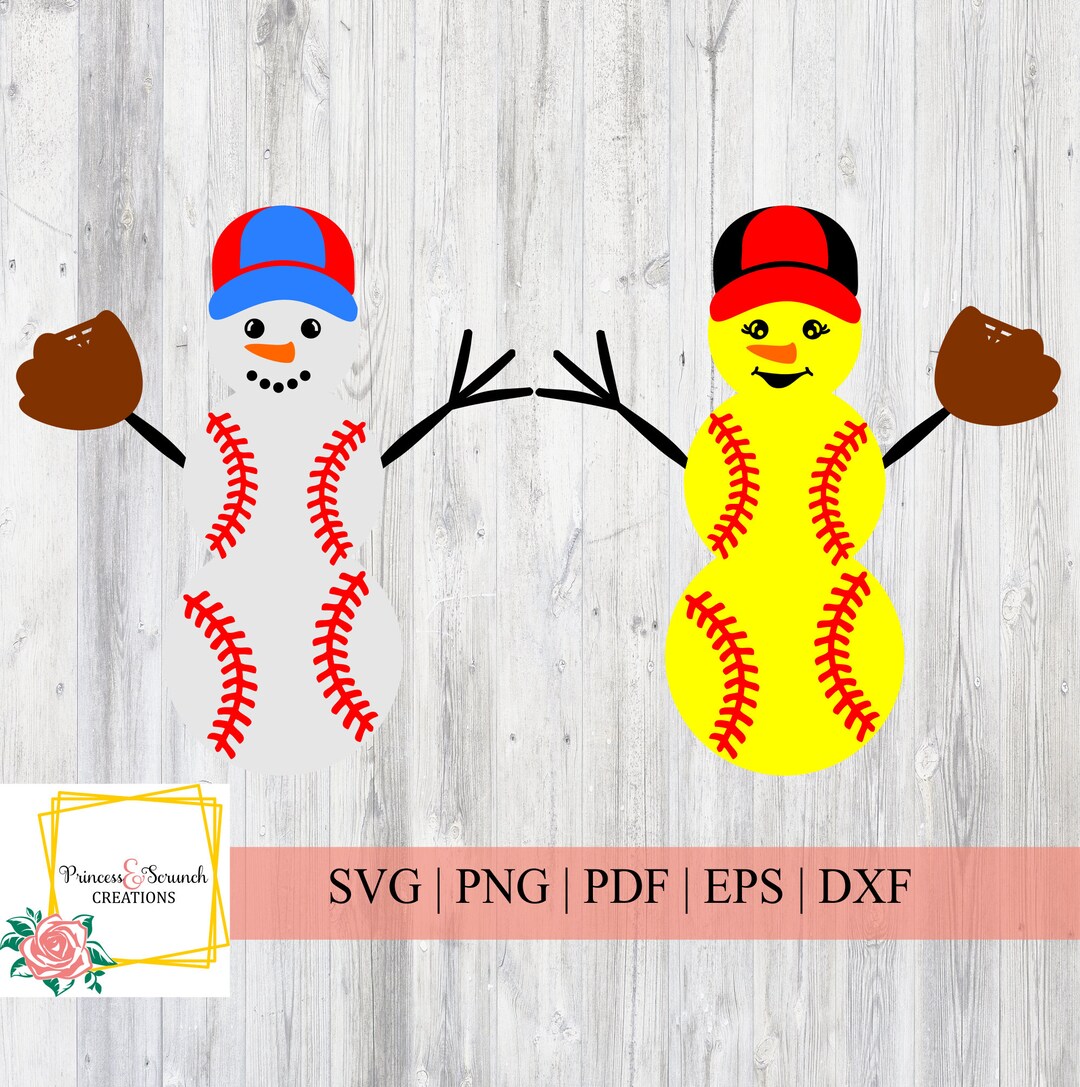 Baseball and Softball Snowman SVG | Winter T-shirt Design | Softball ...