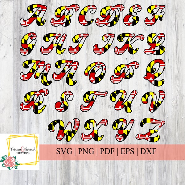 Maryland Flag Font Svg - Etsy