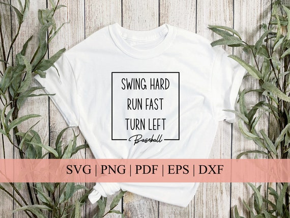 Baseball SVG Swing Hard Run Fast Turn Left Cut File - Etsy
