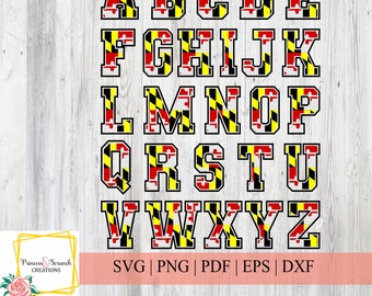 Maryland Flag Font Svg - Etsy