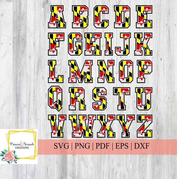 Maryland Flag Varsity Letters A-Z Svg Cut File Maryland Flag | Etsy