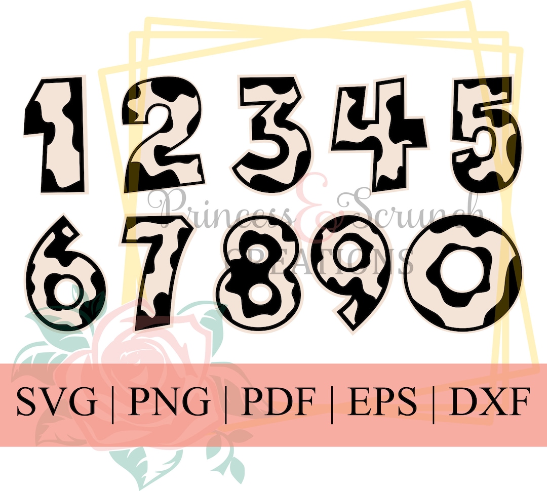 Cow Print Numbers 0-9 Svg Cut File | Farm Animal Birthday Party Theme ...