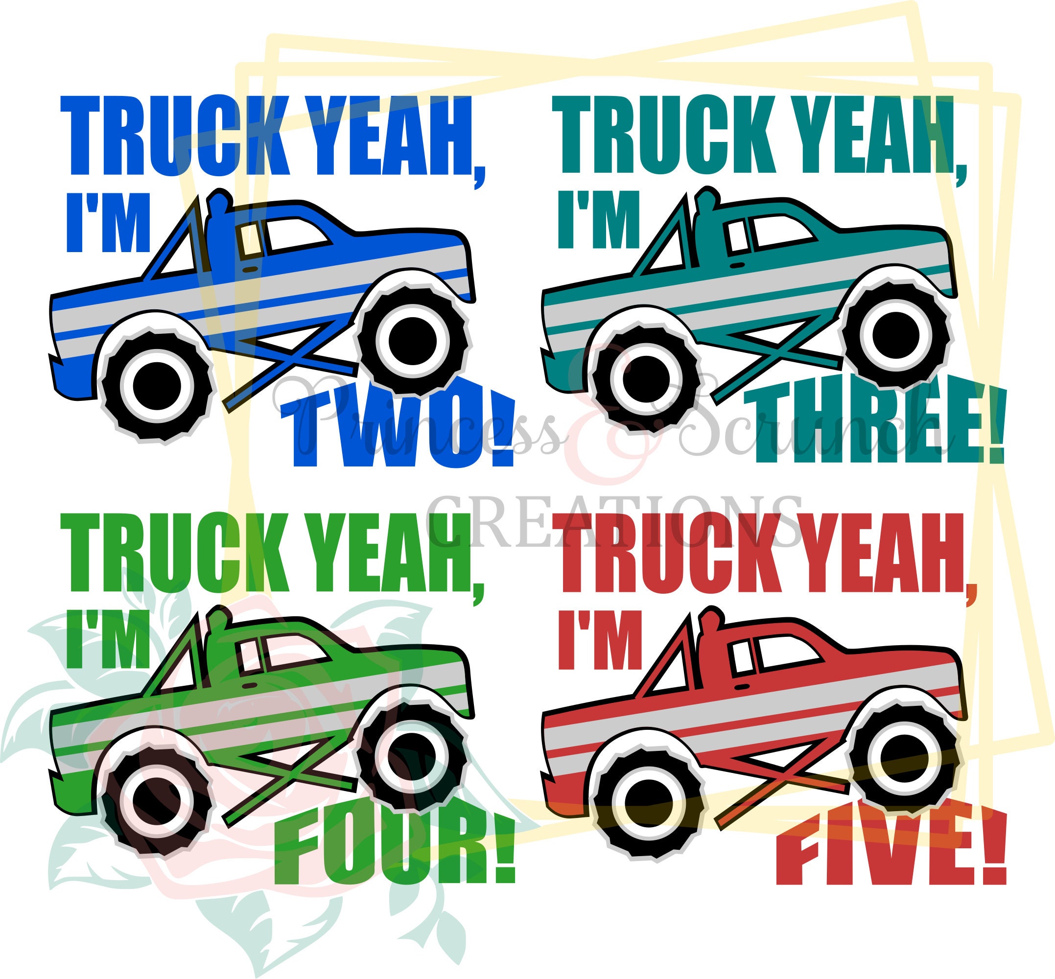 Truck Yeah Birthday Monster Truck Svg Cut File for Cricut - Etsy