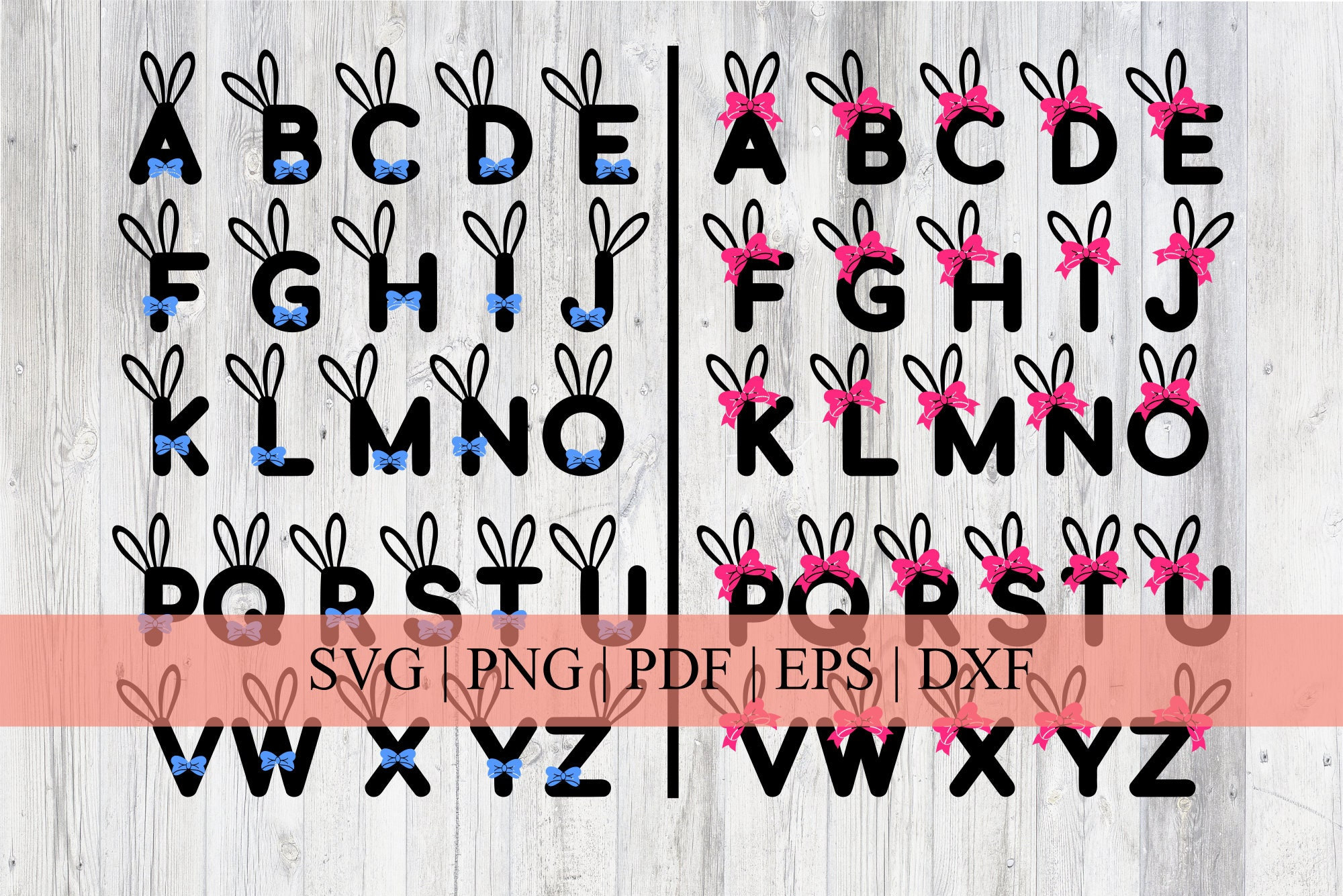 Bunny Alphabet Svg Cut File Easter Alphabet Rabbit Ear - Etsy