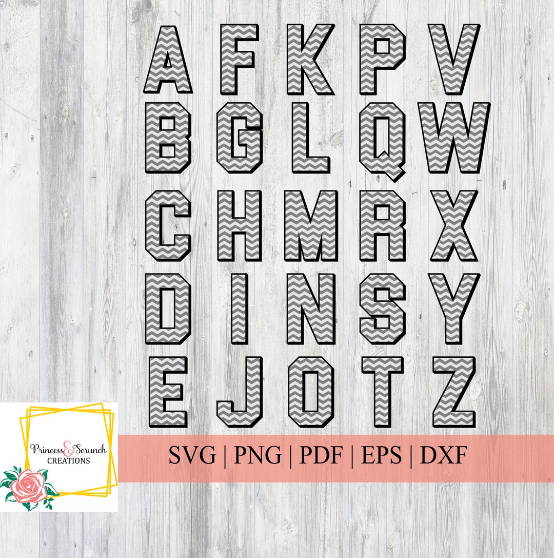 Chevron Letters A-Z Svg Cut File | Chevron Block Letter Alphabet ...