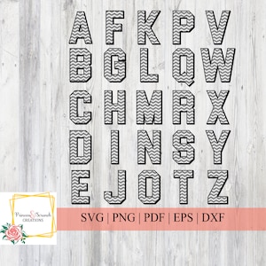 Chevron Letters A-Z Svg Cut File | Chevron Block Letter Alphabet ...