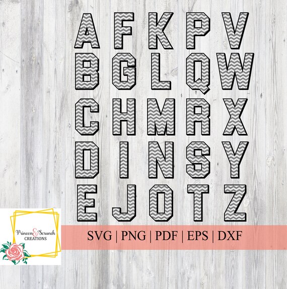 Chevron Letters A-Z Svg Cut File Chevron Block Letter | Etsy