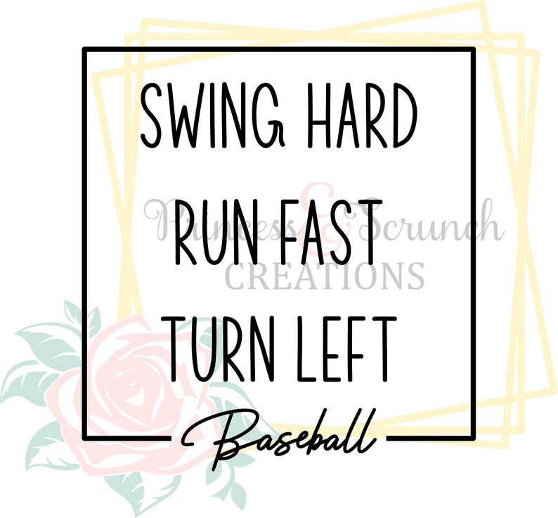 Baseball SVG Swing Hard Run Fast Turn Left Cut File - Etsy