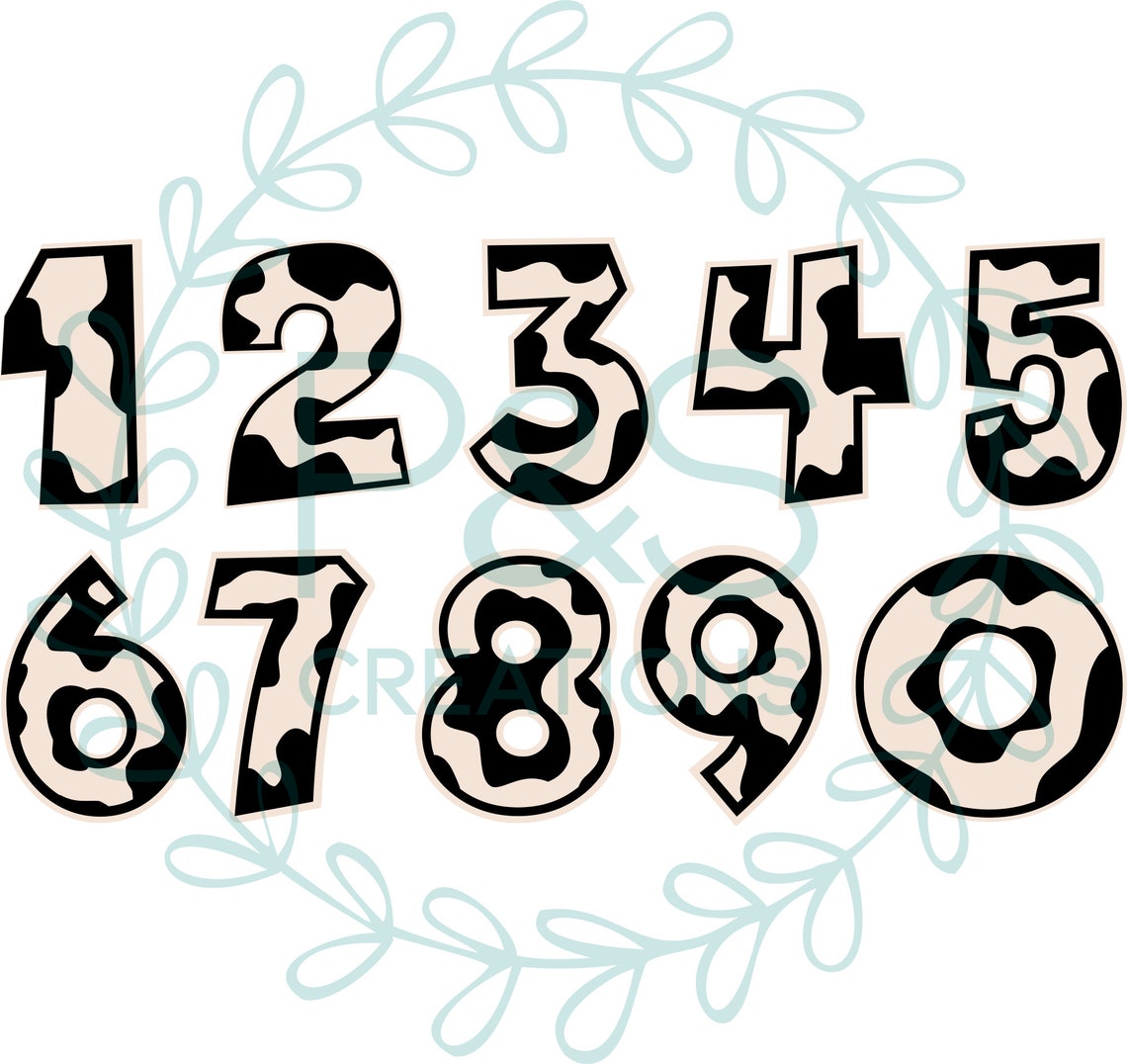 Cow Print Numbers 0-9 Svg Cut File Farm Animal Birthday | Etsy