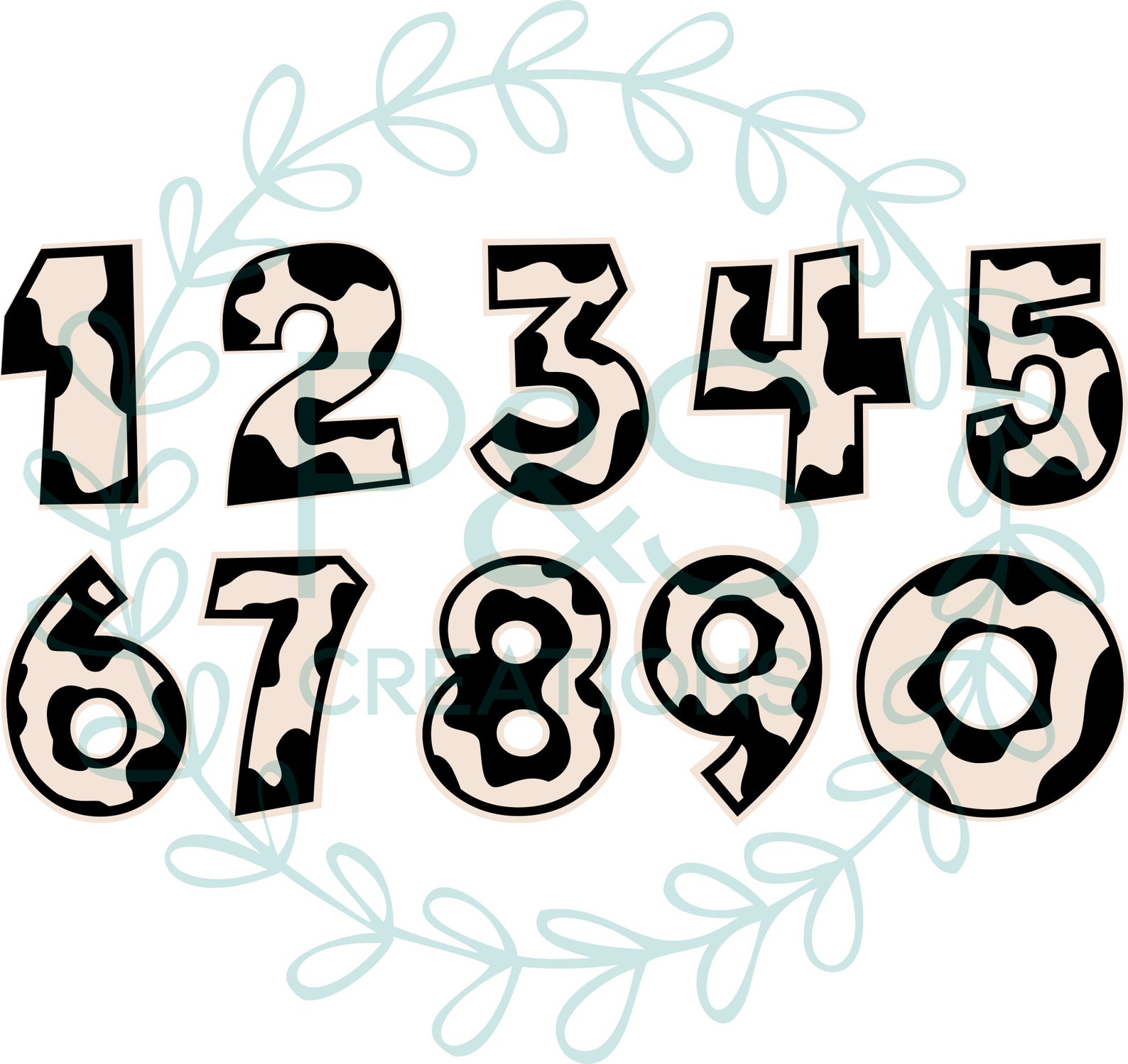 Cow Print Numbers 0-9 Svg Cut File Farm Animal Birthday | Etsy