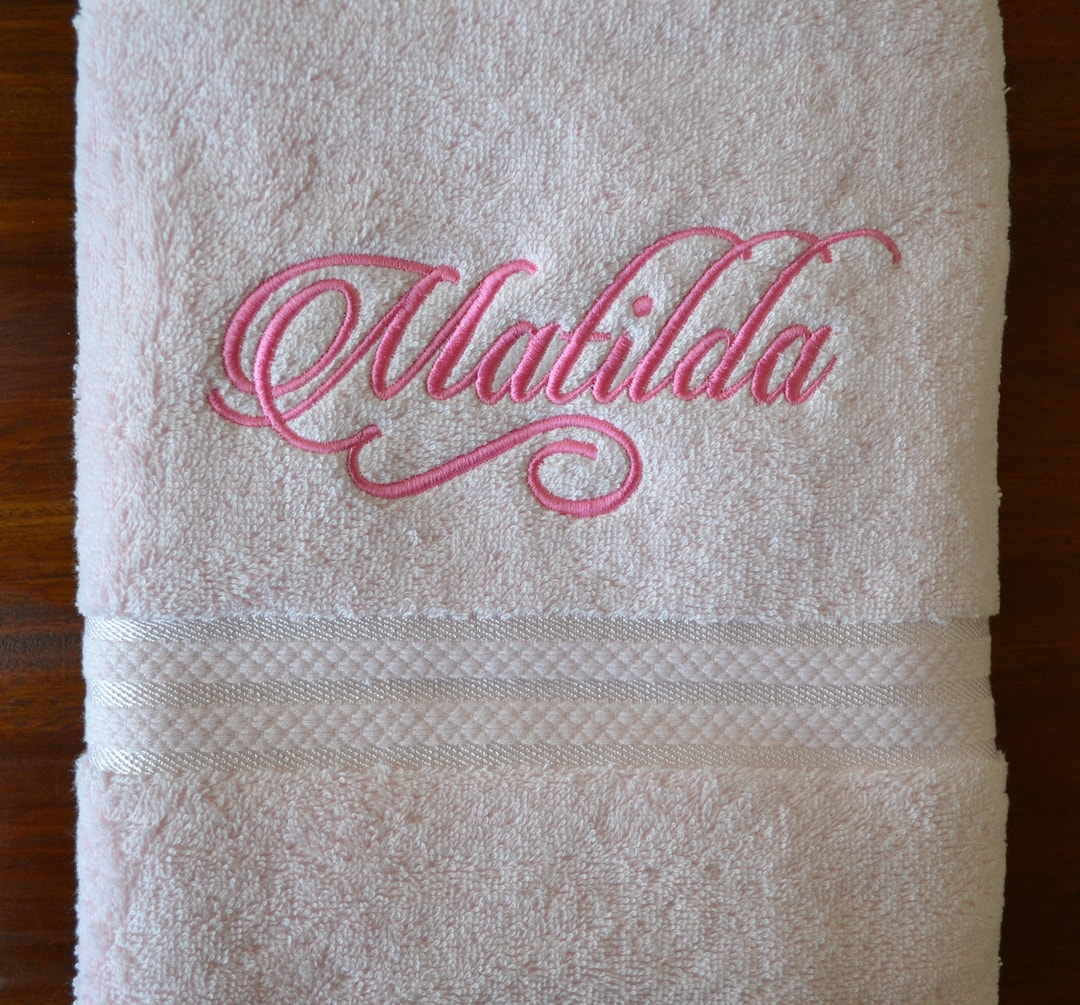 Personalised Bath Towel, Custom Embroidered, Assorted Colours, Towel ...