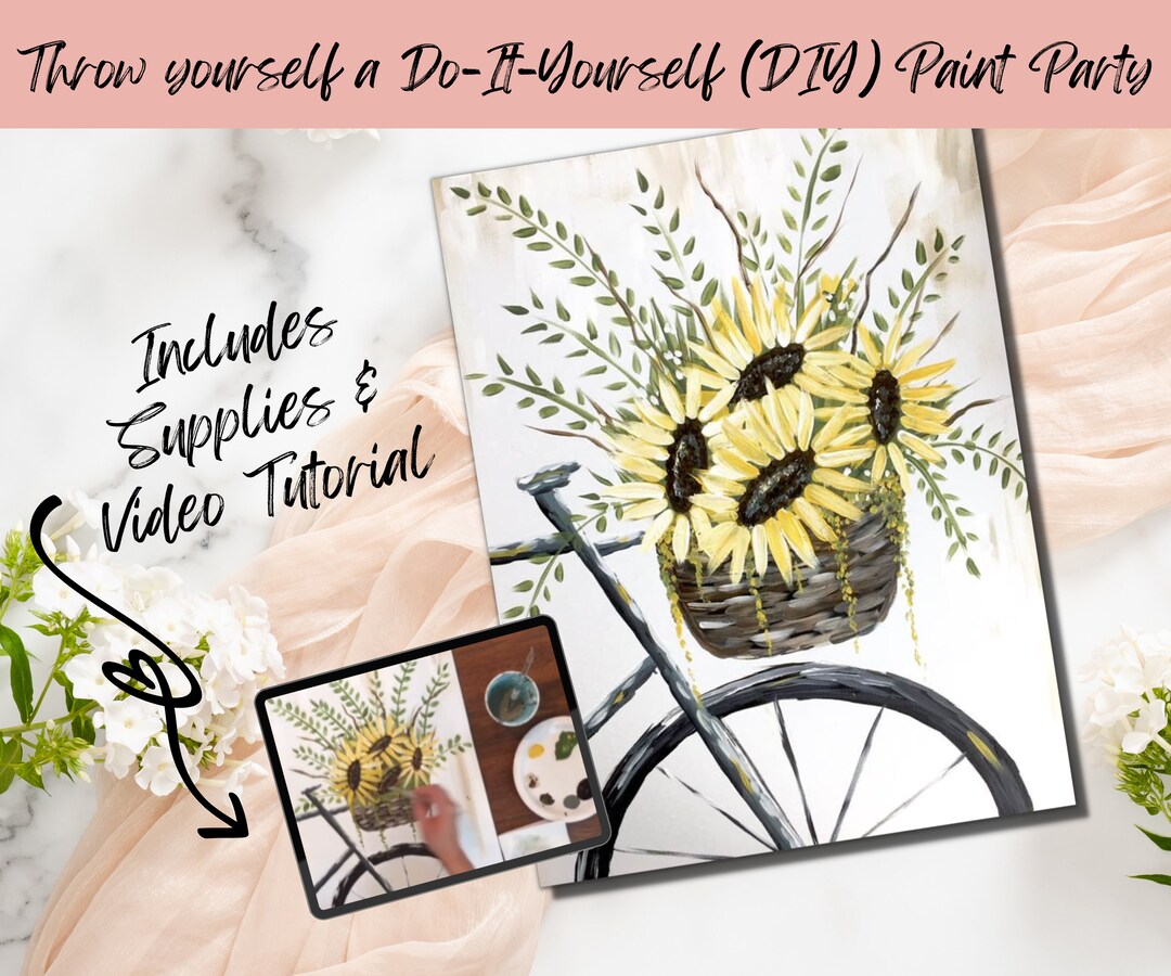Sunflower Bike All-in-1 DIY Paint Art Party Kit - All Supplies Included ...