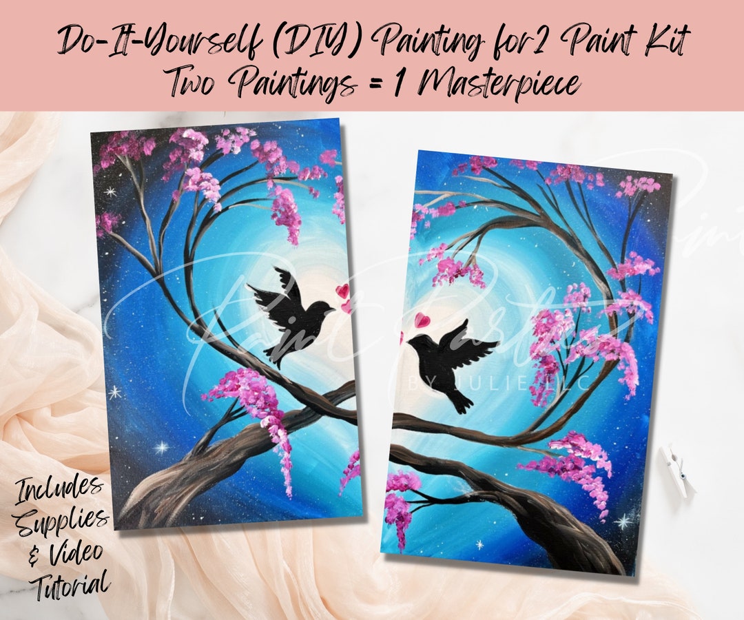 Cherry Blossom Doves Painting for Two Couples DIY Paint Kit With ...