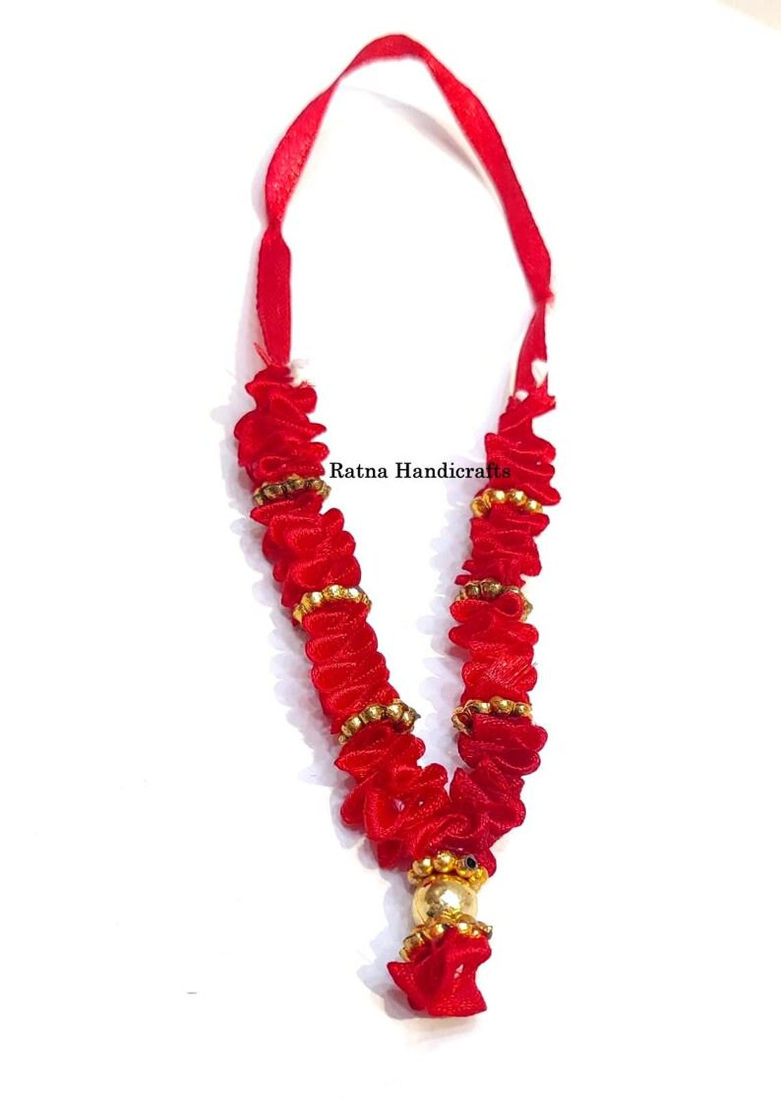 Floral Deity Garland: Satin Ribbon Hindu Mala, Home Temple Decor (set ...