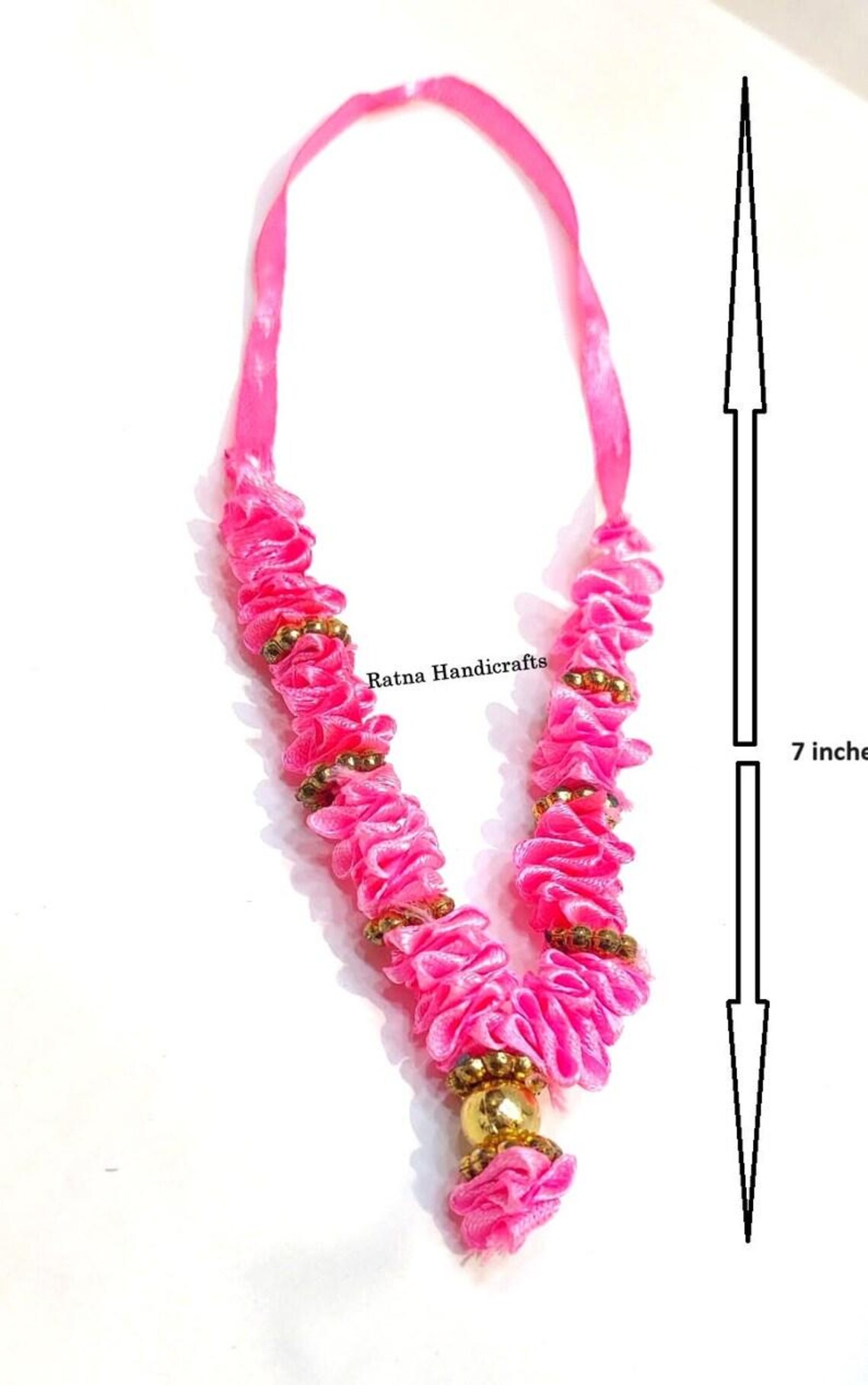Floral Deity Garland: Satin Ribbon Hindu Mala, Home Temple Decor (set ...