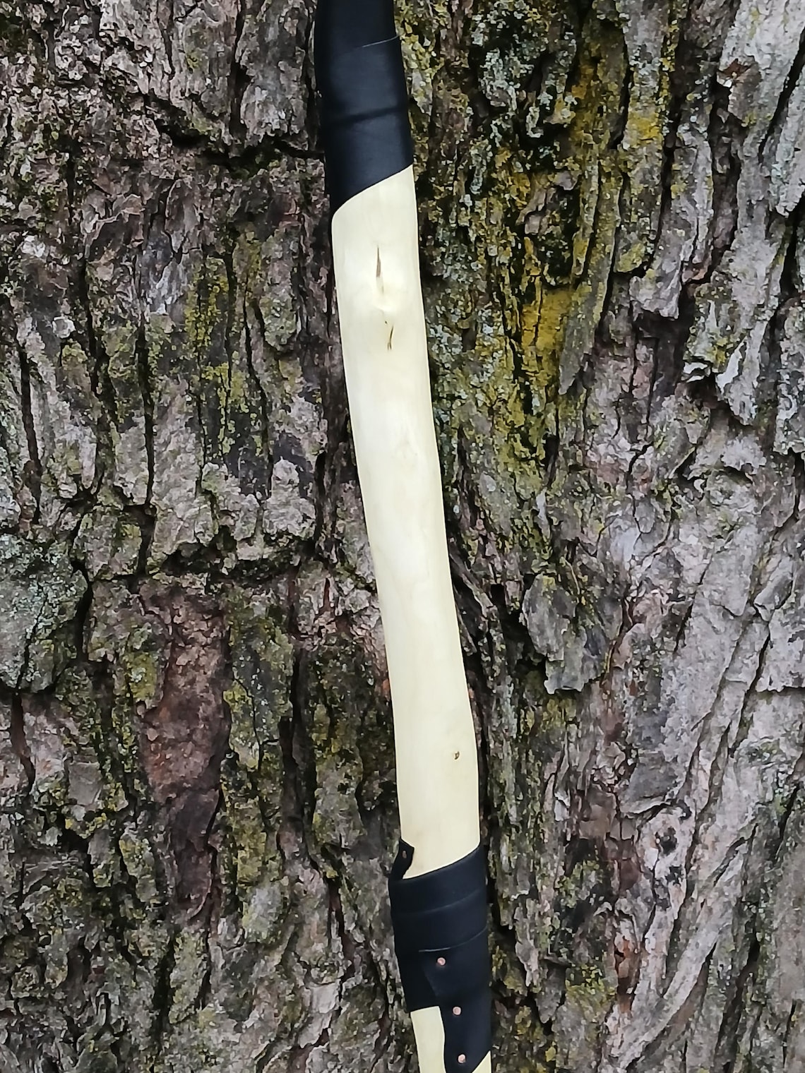 Handcrafted 68-inch Ash Walking Stick With Natural Bark Detailing and ...