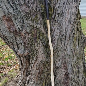 Handcrafted 65-inch Oak Walking Staff With Leather-wrapped Handle ...