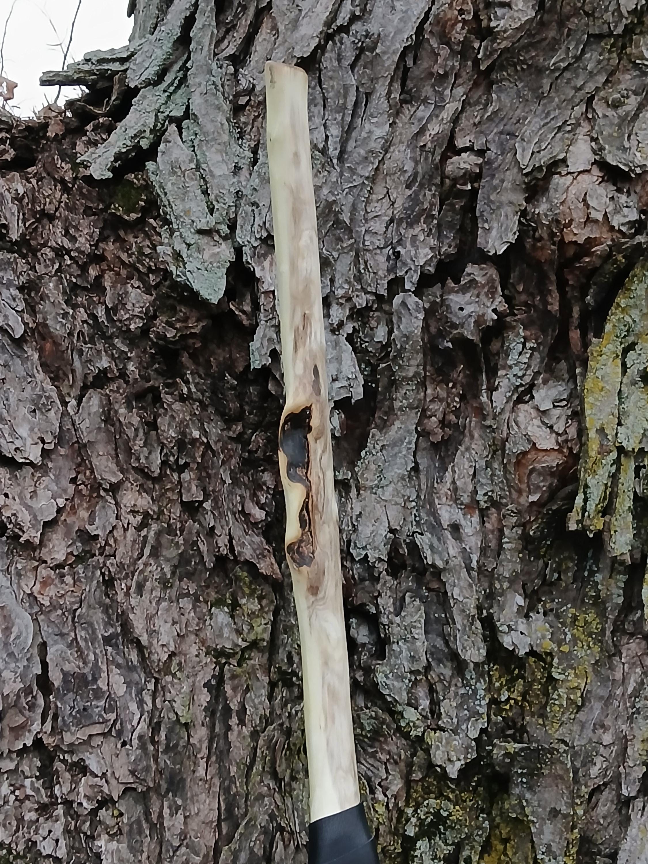 Handcrafted 68-inch Ash Walking Stick With Natural Bark Detailing and ...