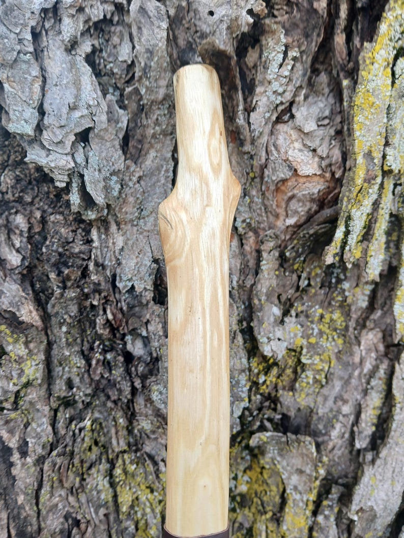 Handcrafted 65-inch Oak Walking Staff With Leather-wrapped Handle ...