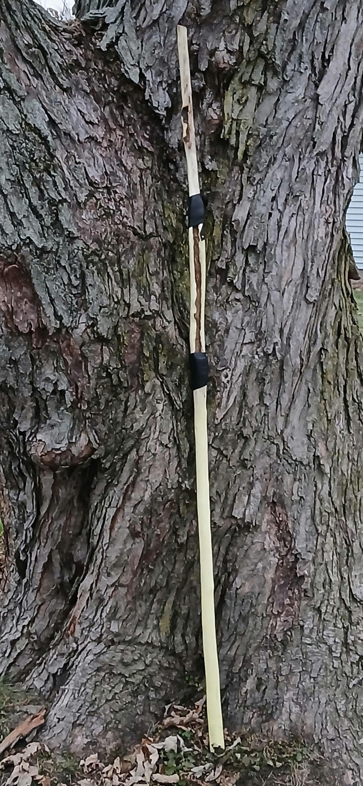 Handcrafted 68-inch Ash Walking Stick With Natural Bark Detailing and ...