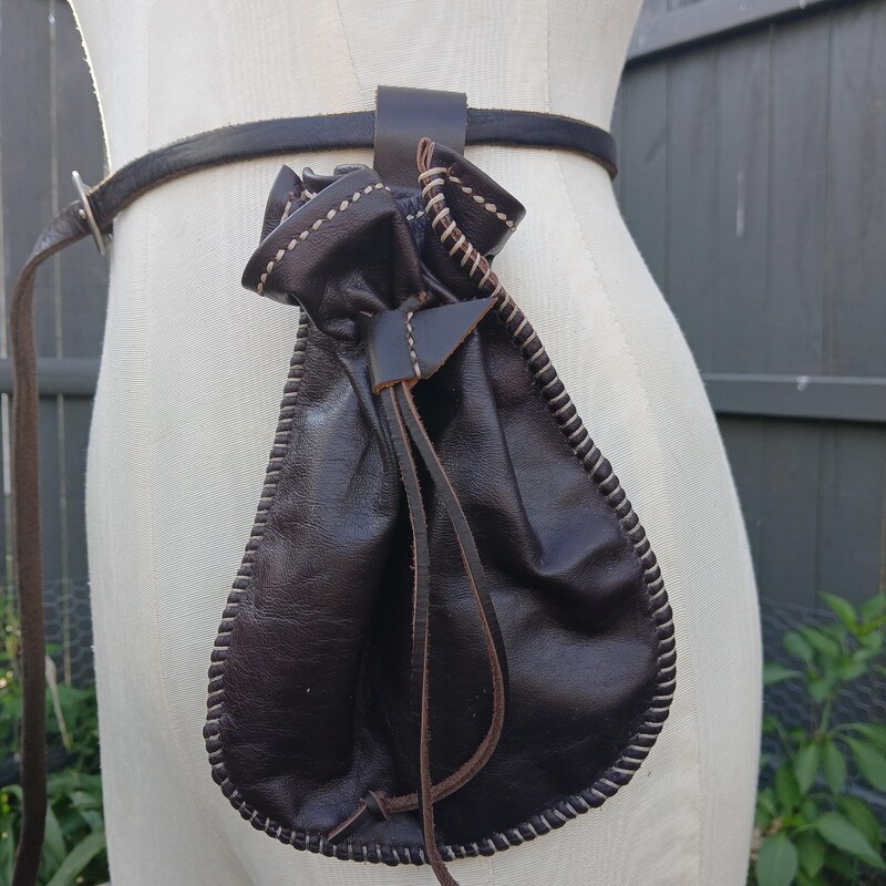 Leather Drawstring Pouch - Etsy