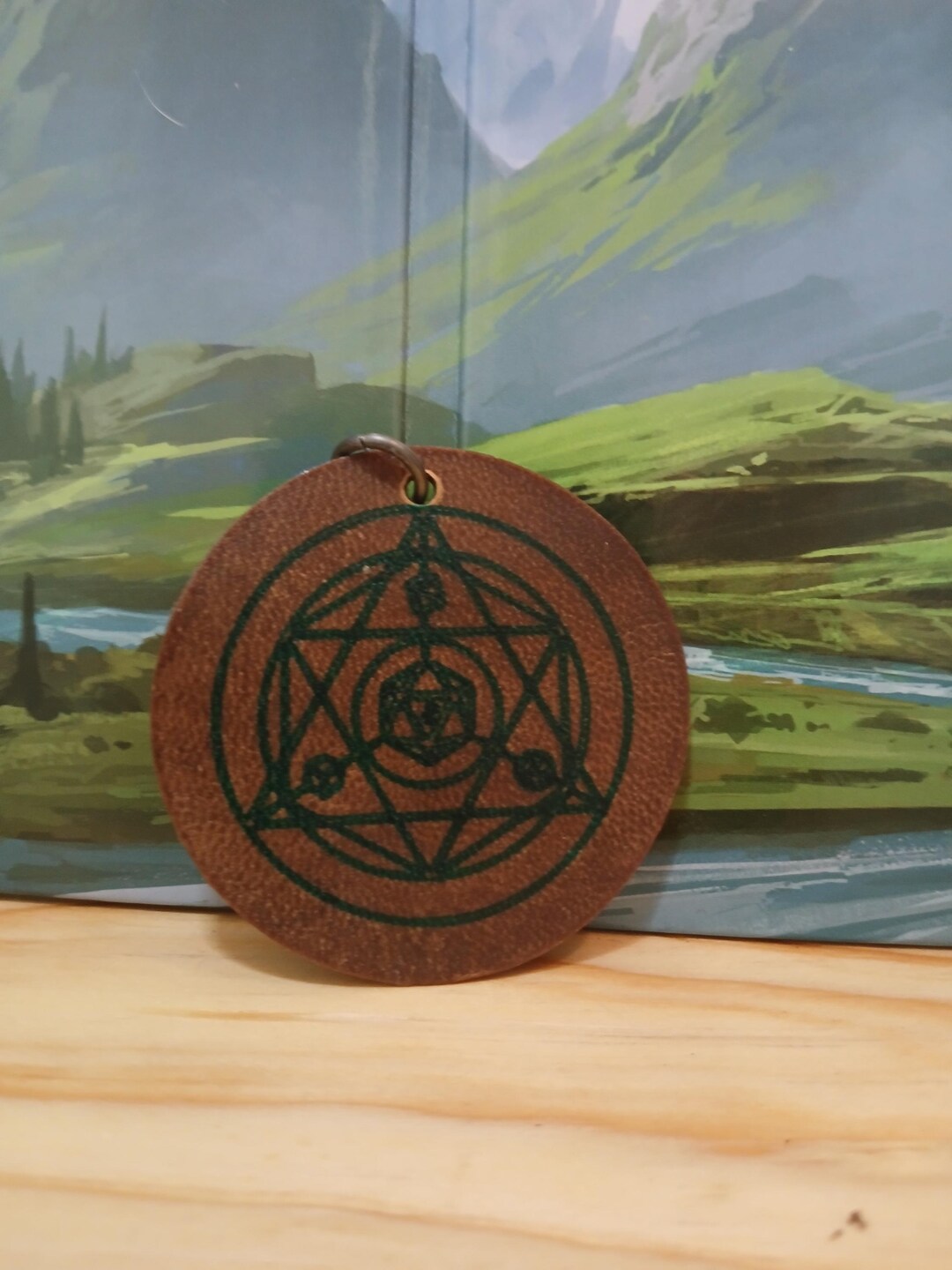Arcane Circle Leather Keychain TTRPG Magic Symbol Accessory - Etsy