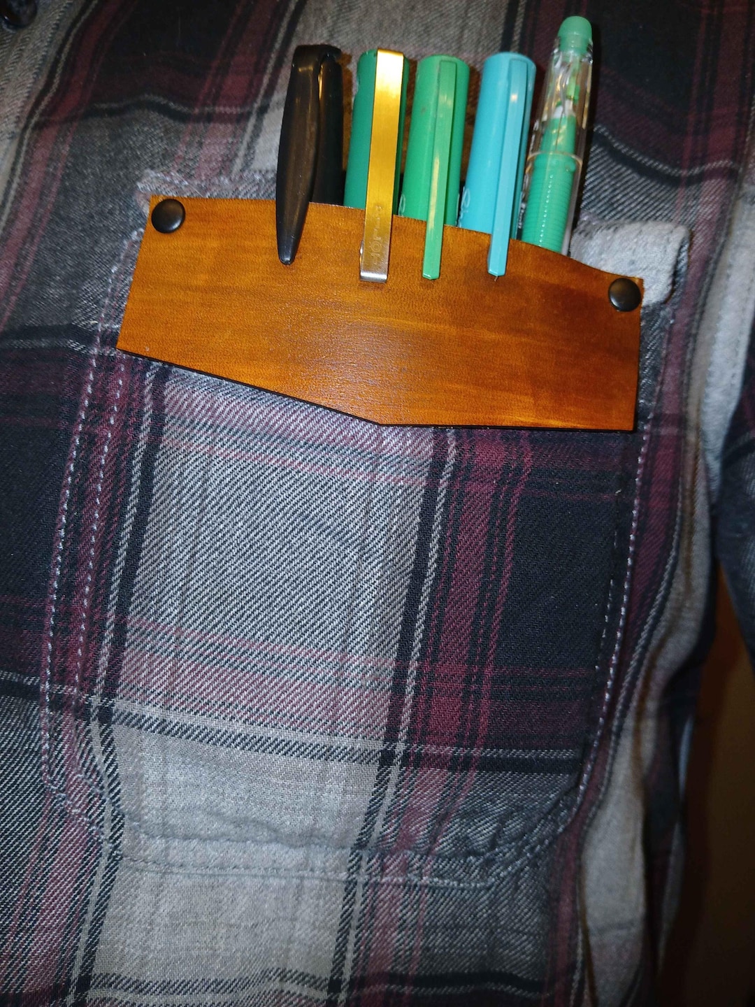 Custom Leather Front Pocket Protector – Personalized Pen Holder ...