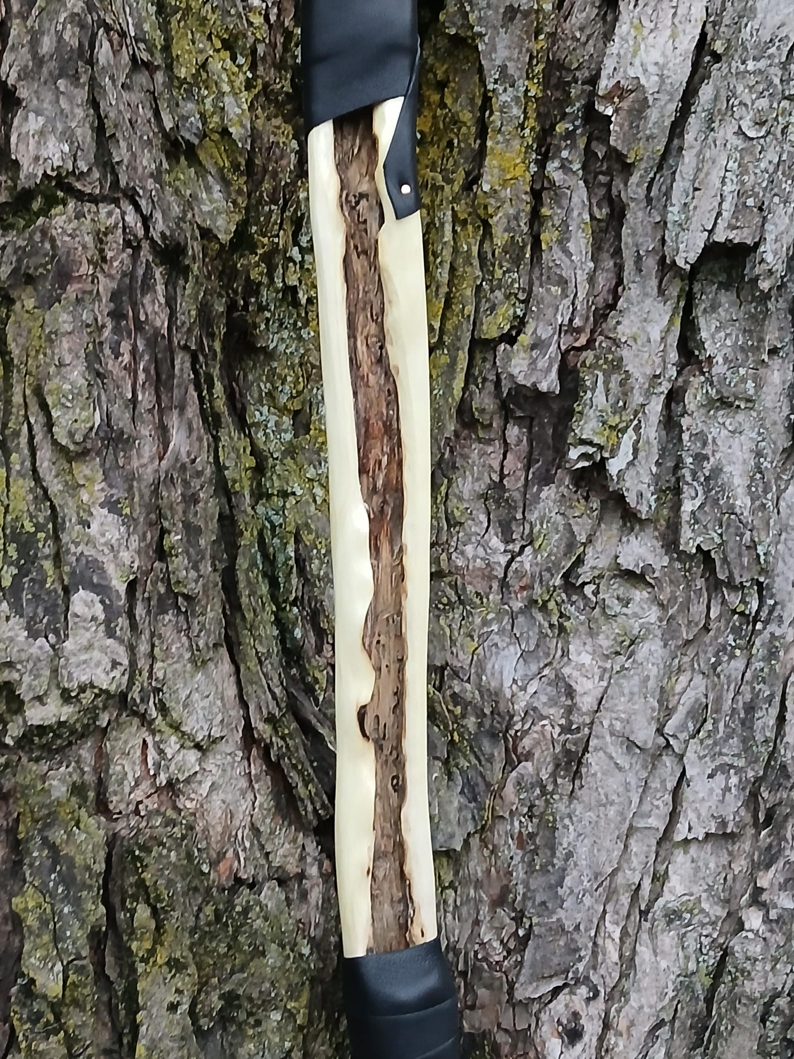 Handcrafted 68-inch Ash Walking Stick With Natural Bark Detailing and ...