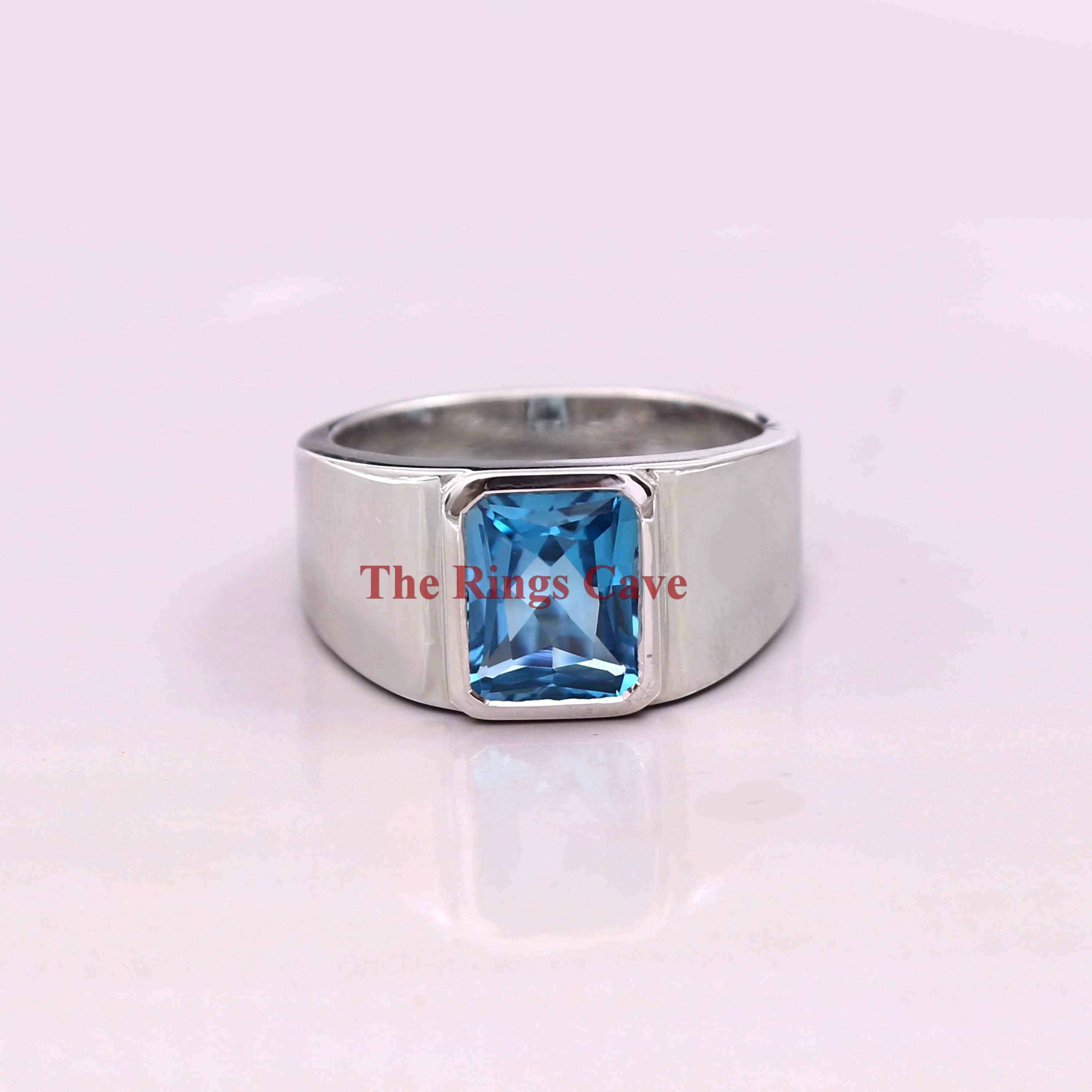 Natural Blue Topaz Signet Ring: Sterling Silver, December Birthstone - Etsy