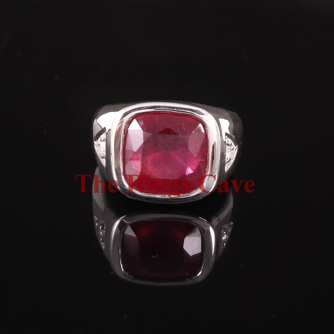 Natural Ruby Men's Ring, 925 Sterling Silver Ring, Men Wedding Ring ...