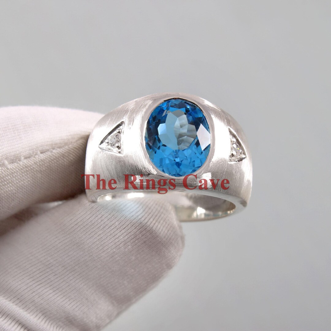 Blue Topaz Signet Ring: 925 Sterling Silver, December Birthstone - Etsy