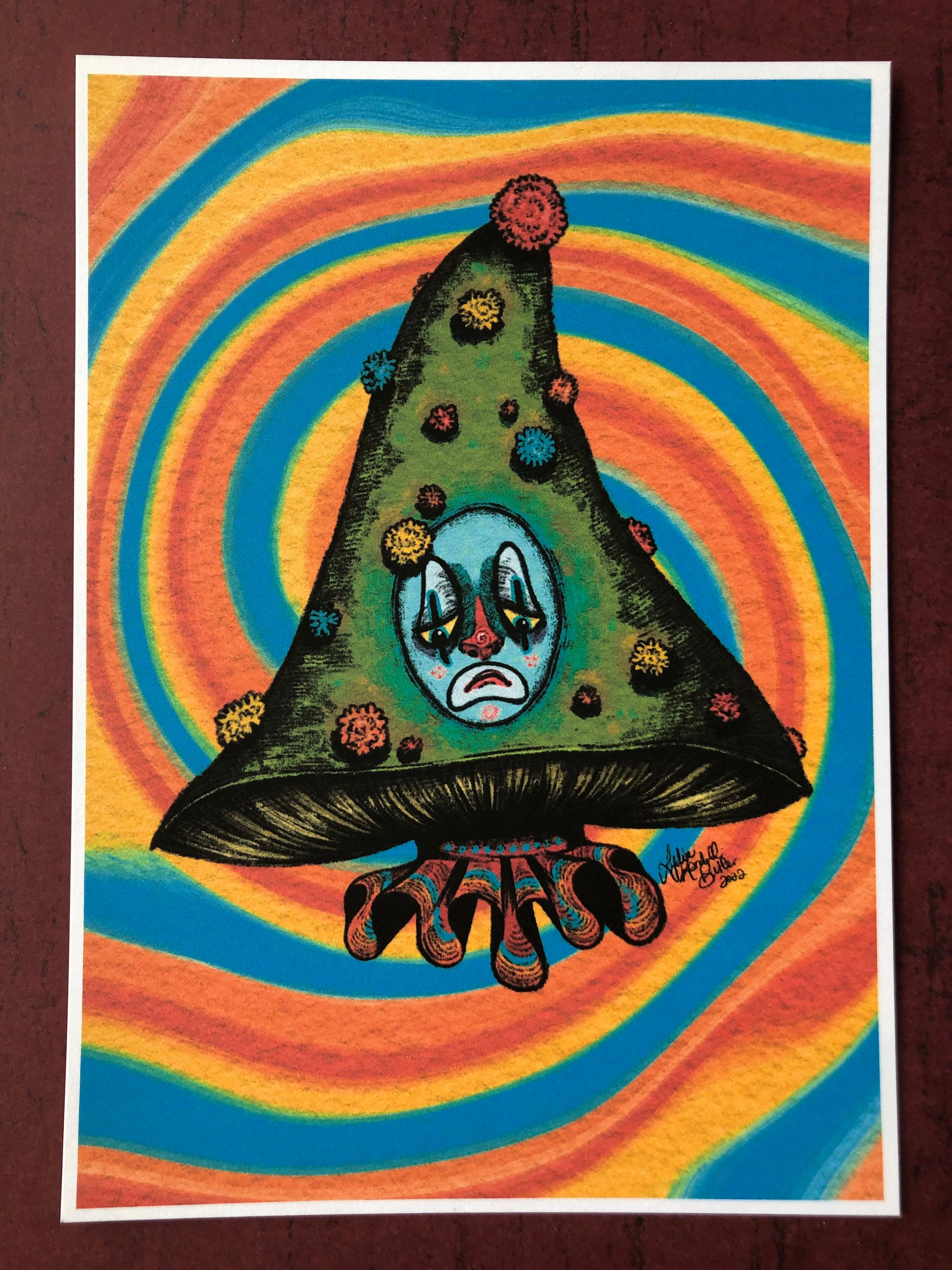 Mushroom Clown 5x7in Art Print - Etsy Australia