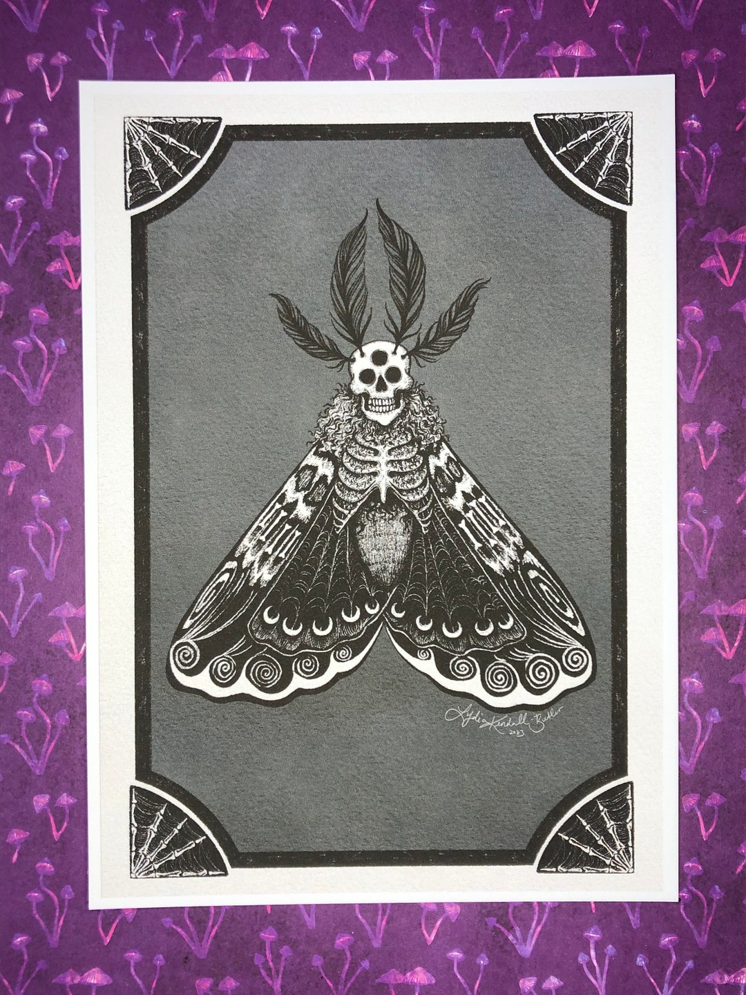 Goth Moth 5x7in Art Print - Etsy