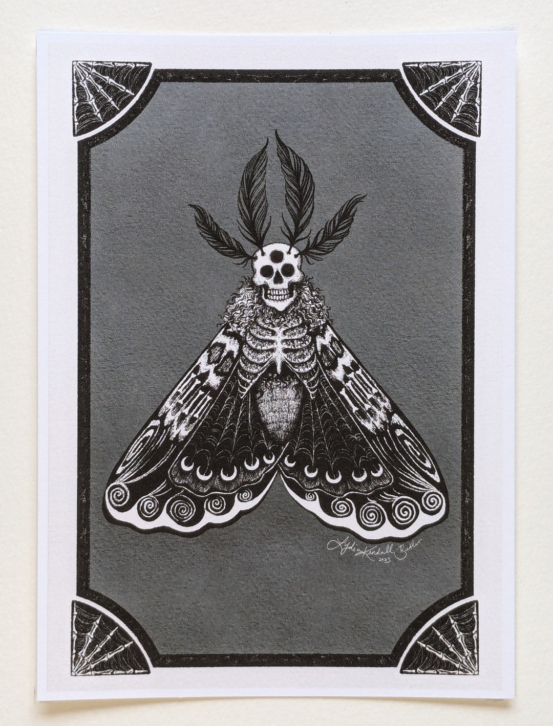 Goth Moth- 5x7in Art Print - Etsy