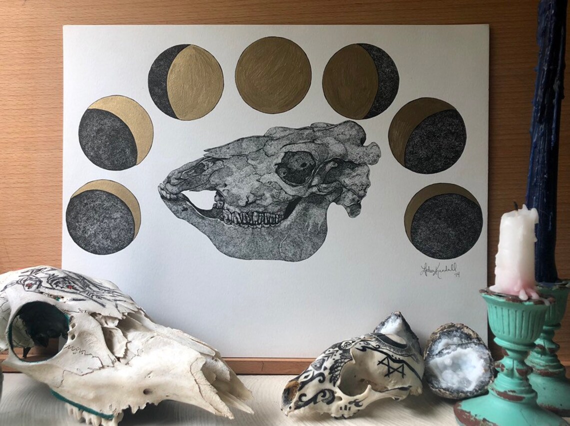Lunar Death Skull Moon Phases - Etsy