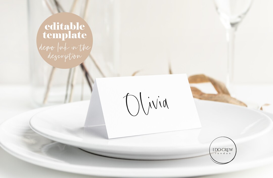 Minimalist Place Card TEMPLATE, Wedding Name Cards, DIY Bride, Modern ...