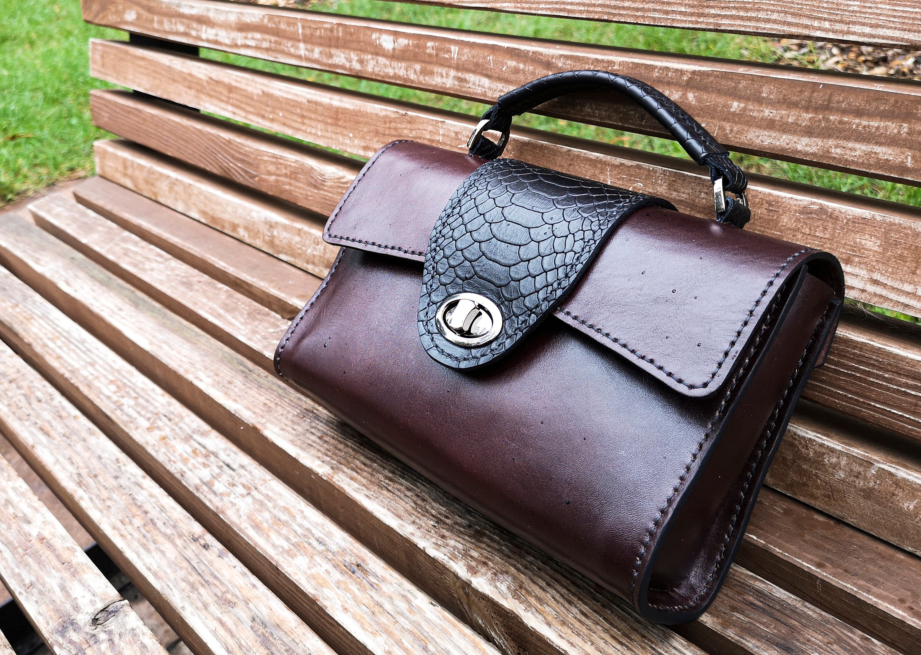 DIY Leather Handbag PDF Pattern templates. Pattern for Leathercraft and ...