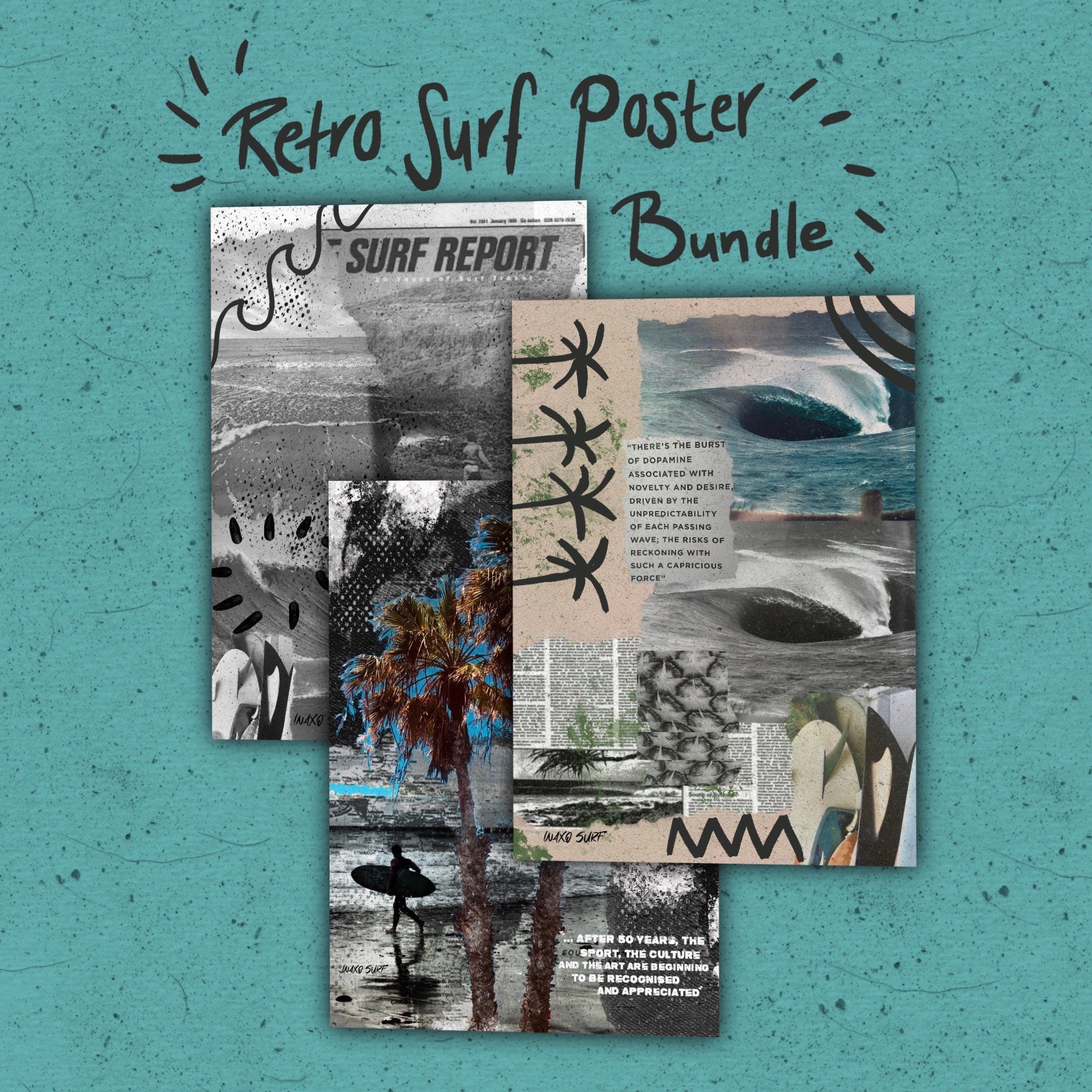 Retro Surf Poster Bundle A4 Matte Posters Waxo Surf - Etsy