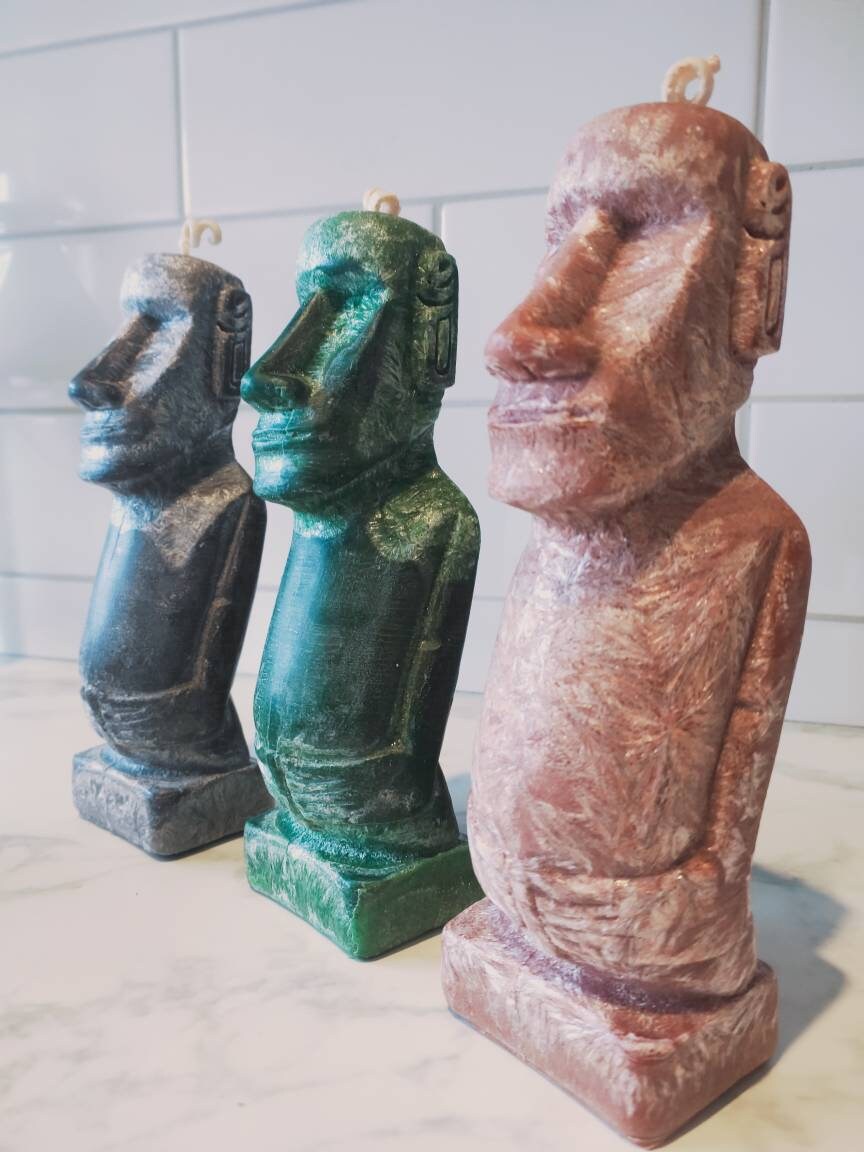 Moai Candle Easter Island Statue Crystallizing Plam Wax - Etsy.de