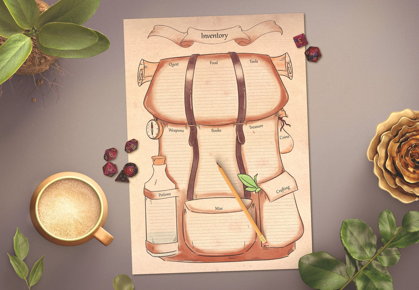 Character Inventory Sheet // Bag of Holding for Dungeons and Dragons - Etsy