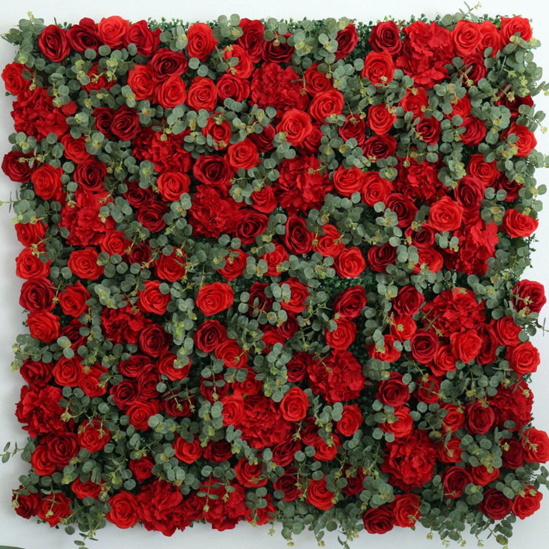 DIY Silk Red Rose Flowers Backdrop Wall Wedding Decor Artificial Flower ...
