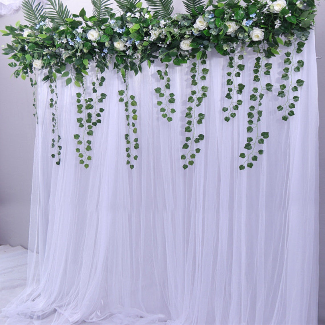 White Tulle Backdrops Curtainwedding Arrangement Birthday | Etsy