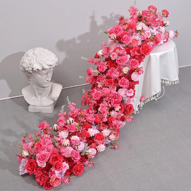 Ravishing Red Rose Flower Table Runners,floral Arch Row,flower ...